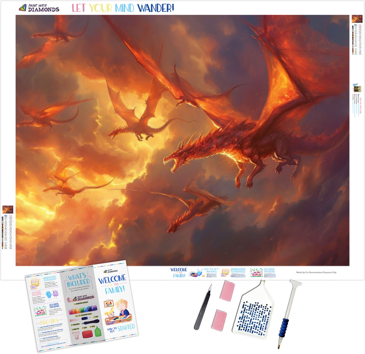 Sky Dance of the Fire Dragons Official Diamond Painting Kit | Diamond ...