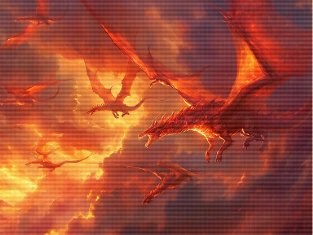 Sky Dance of the Fire Dragons Official Diamond Painting Kit | Diamond ...