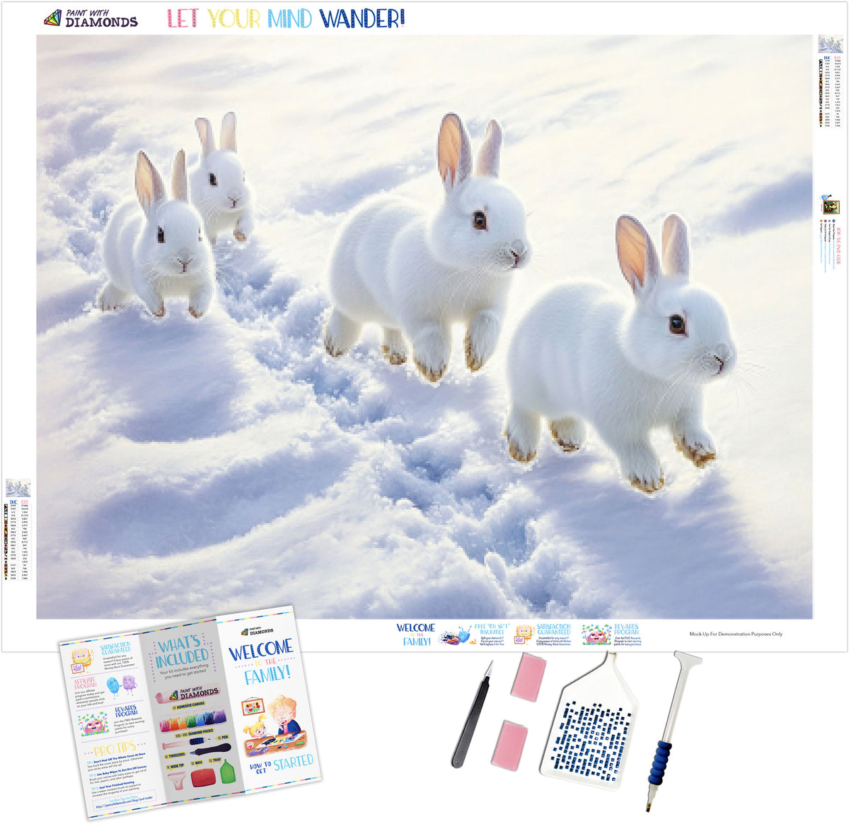 Snow Bunnies in a Winter Meadow Official Diamond Painting Kit | – Paint ...