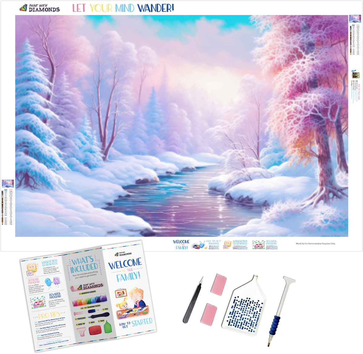 Snow-Covered Trees On The Banks Official Diamond Painting Kit | Diamond ...