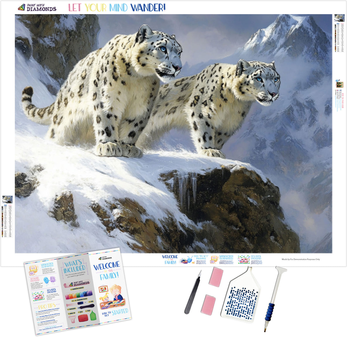Snow Leopards Among the Peaks Official Diamond Painting Kit | Diamond ...