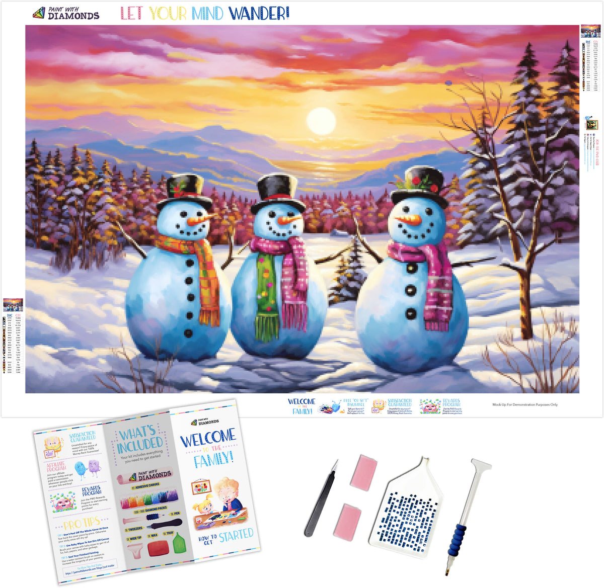 Snowman Family Snowy Landscape Diamond Painting Kit Paint With – Paint ...