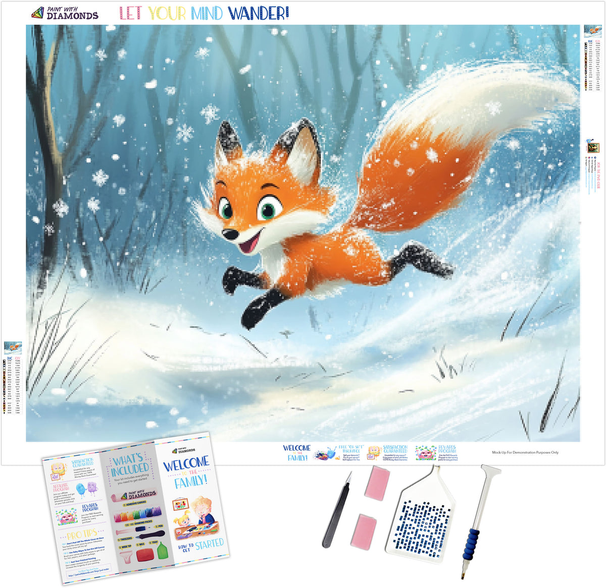 Snowy Fox and the Whispering Wind Official Diamond Painting Kit ...
