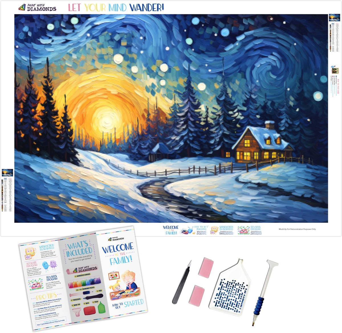 Snowy Landscape Swirling Skies Diamond Painting Kit Paint With – Paint ...
