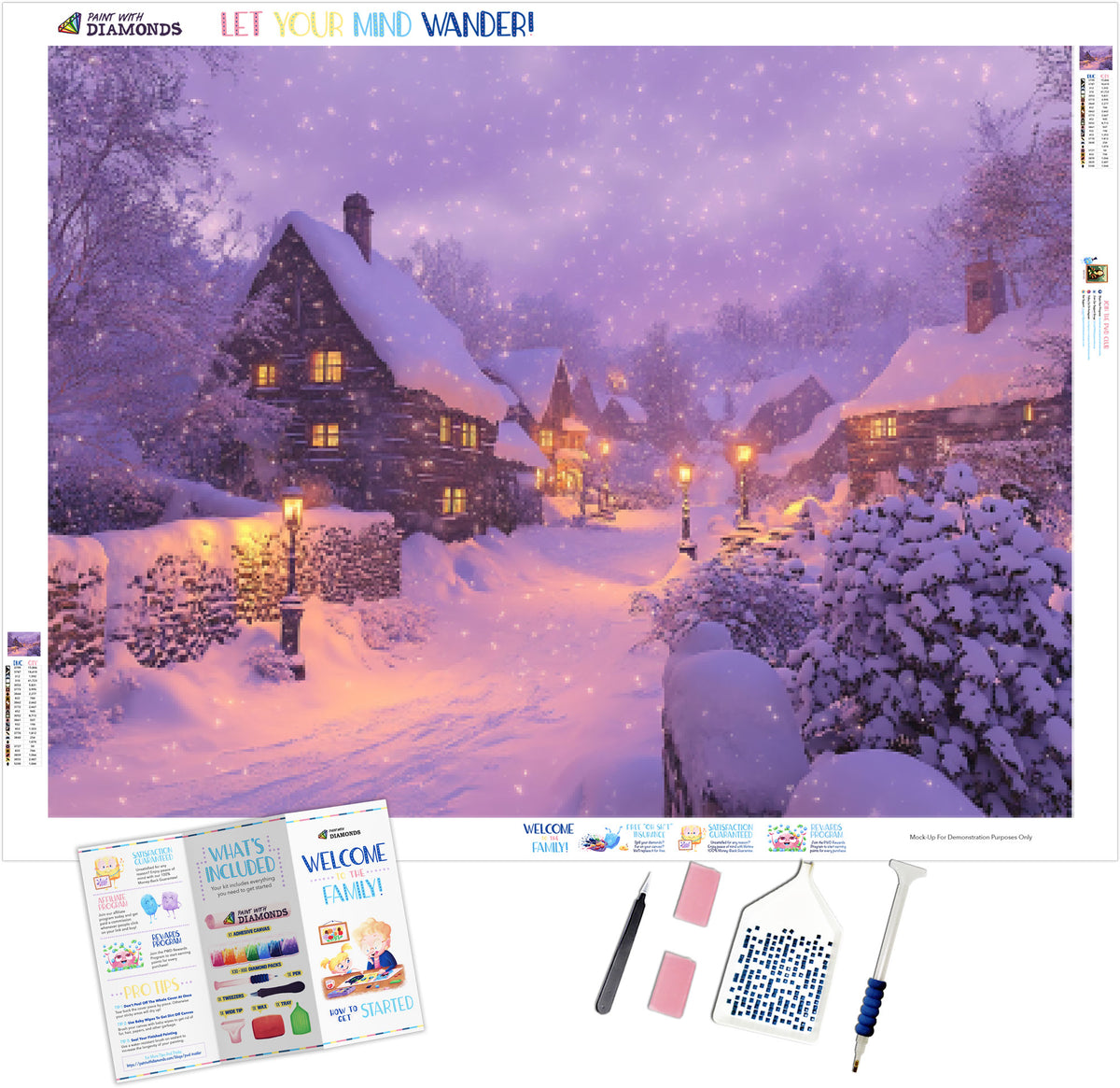 Snowy Village Twilight – Paint With Diamonds