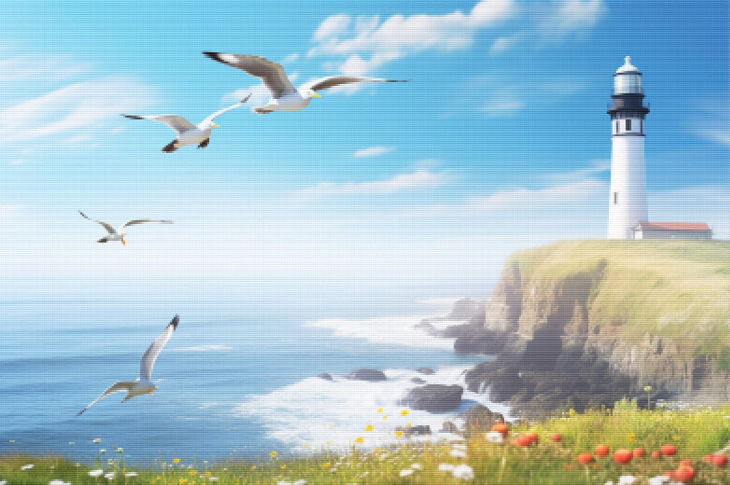 Springtime Coastal Scene With Seagulls Official Diamond Painting Kit ...
