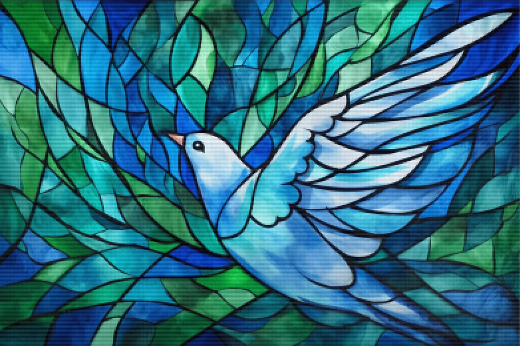 Stained Glass Azure Dove Official Diamond Painting Kit | Diamond Art ...