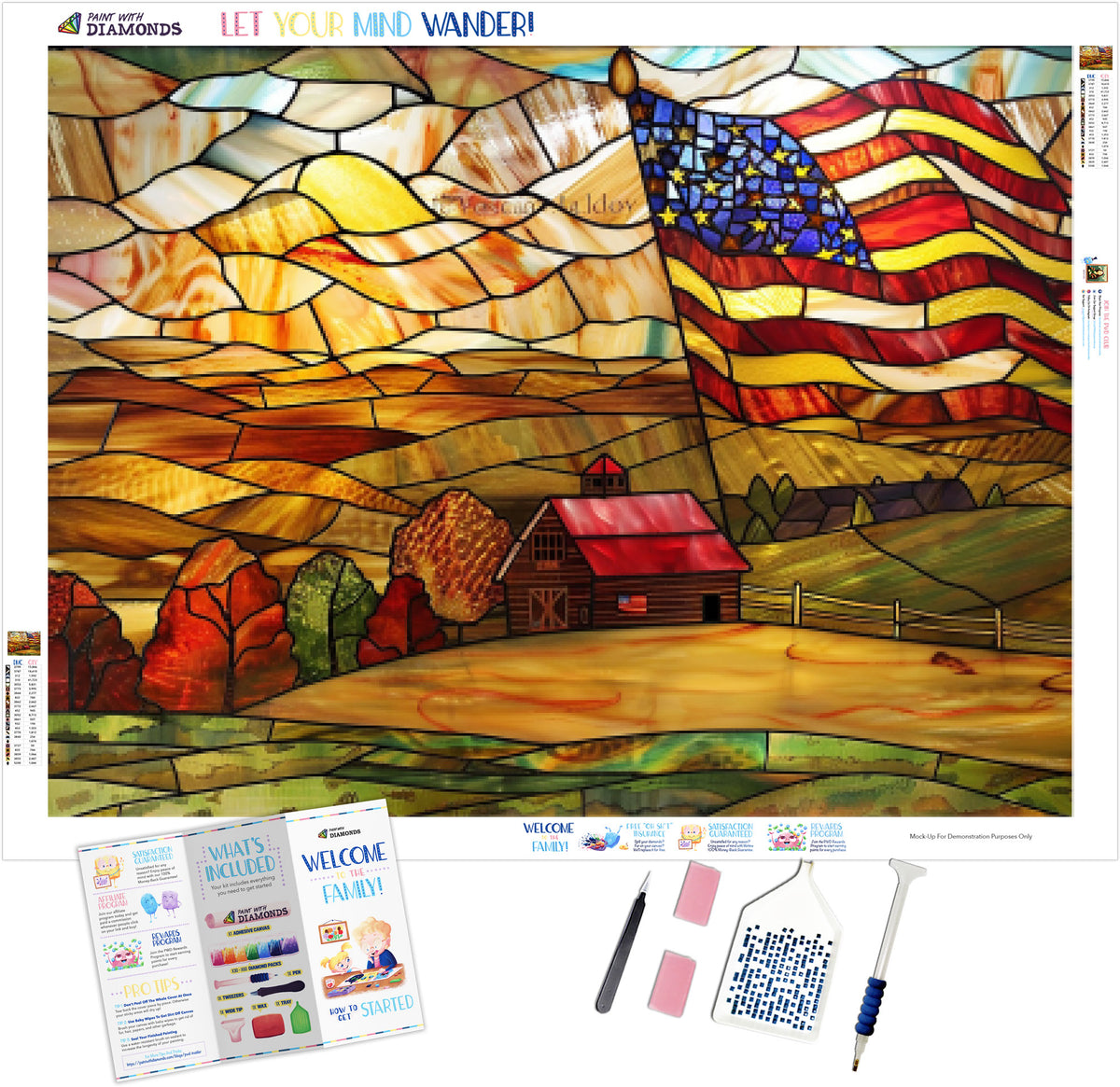 Stained Glass Pastoral Scene Official Diamond Painting Kit | Diamond ...