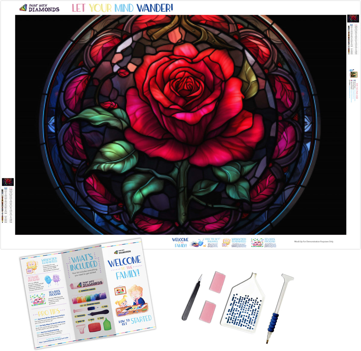 Stained Glass Rose Window Diamond Painting Kit Paint With Diamonds