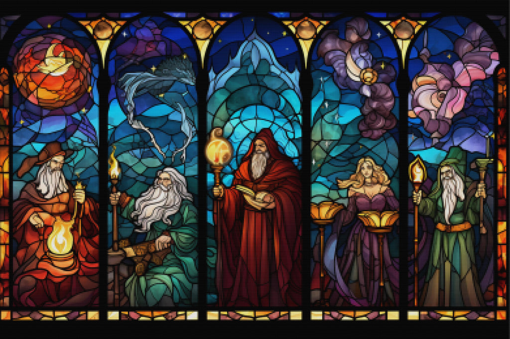 Stained Glass Wizards And Witches Diamond Painting Kit Paint With ...