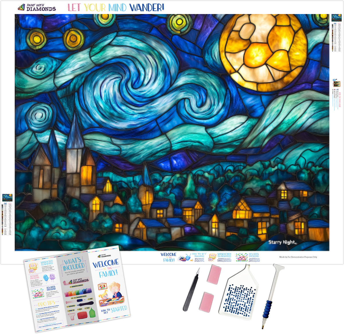 Starry Night Swirling Stained Glass Official Diamond Painting Kit ...