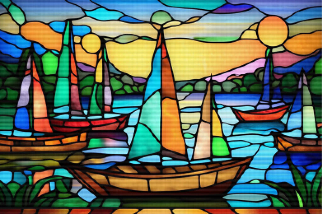 Summer Lake Stained Glass Official Diamond Painting Kit | Diamond Art ...