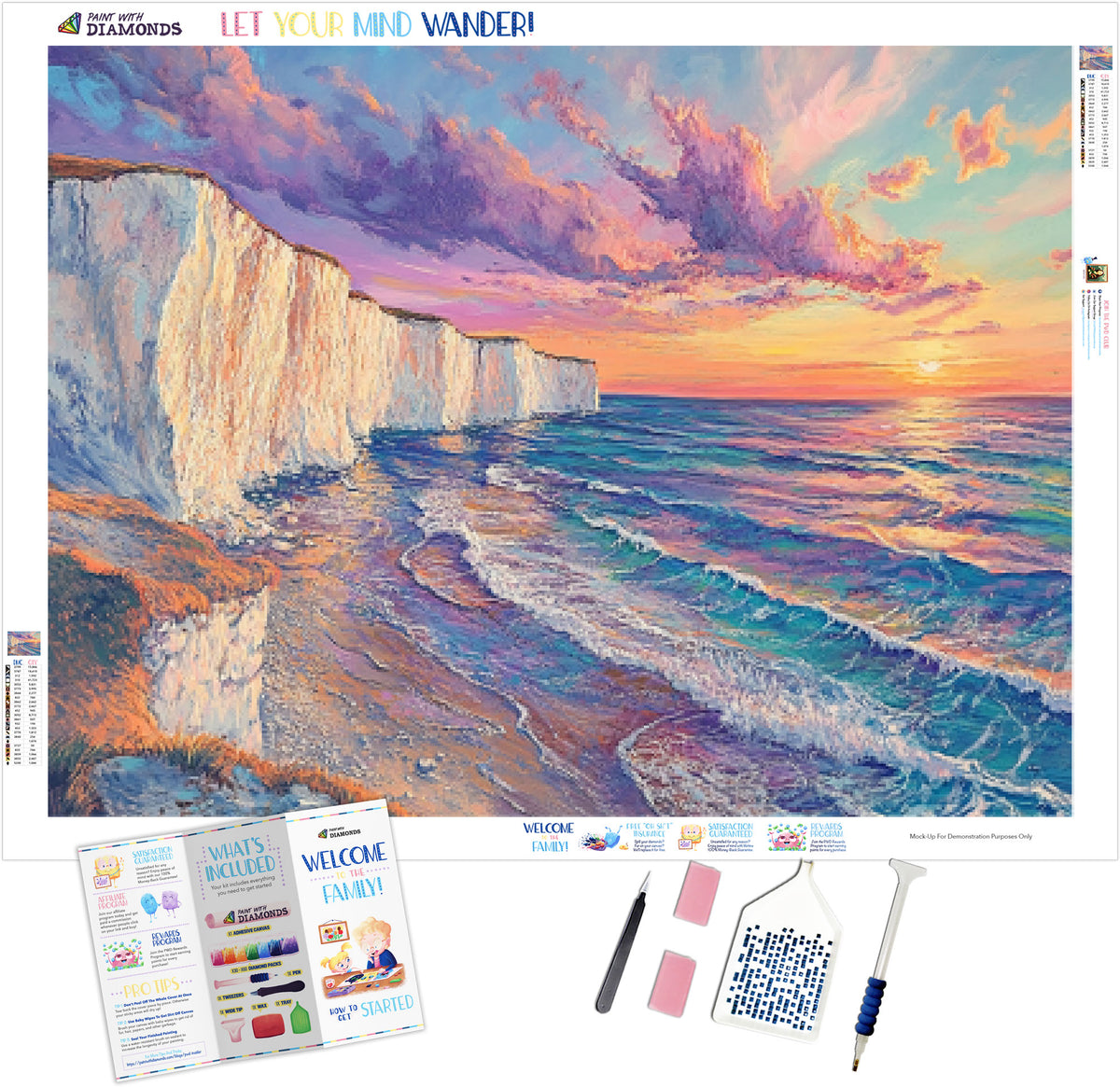 Sunset Over Crystal Cliffs Official Diamond Painting Kit | Diamond Art ...