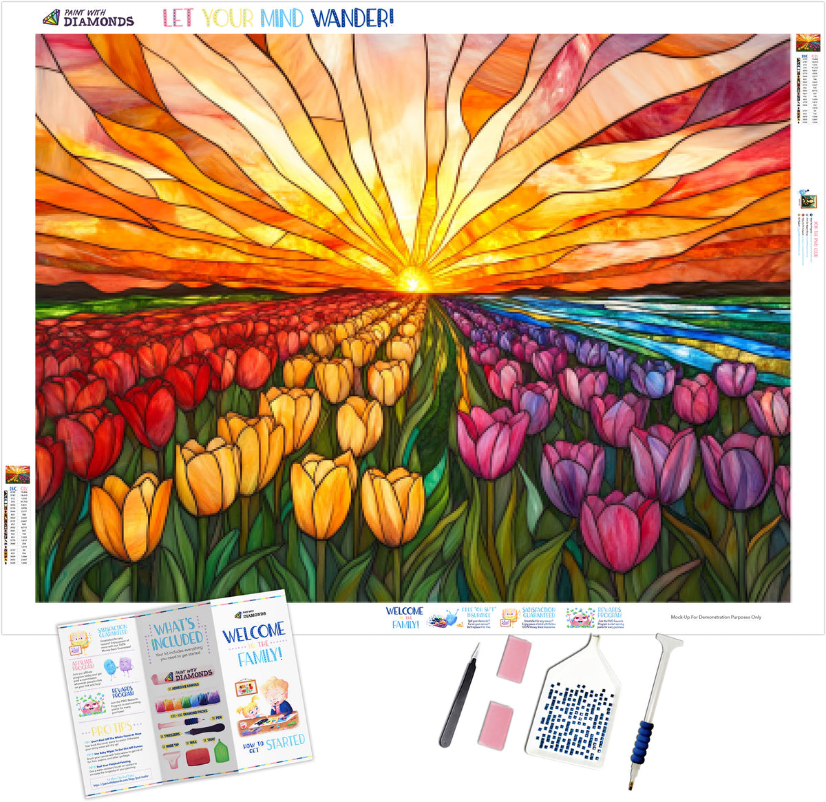 Sunset Over a Tulip Field Official Diamond Painting Kit | Diamond Art ...