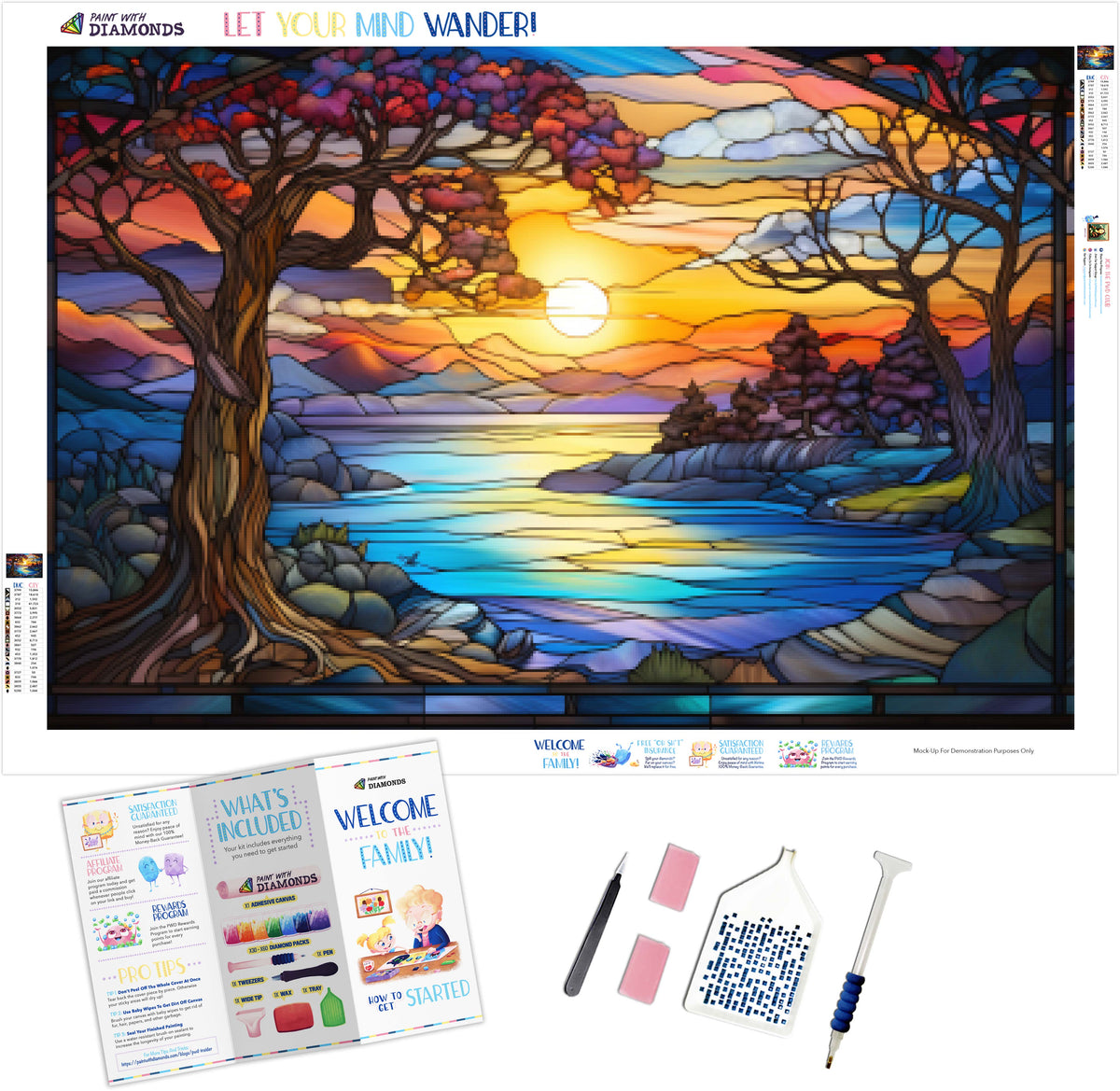 Sunset Lake Stained Glass Diamond Painting Kit Paint – Paint With Diamonds