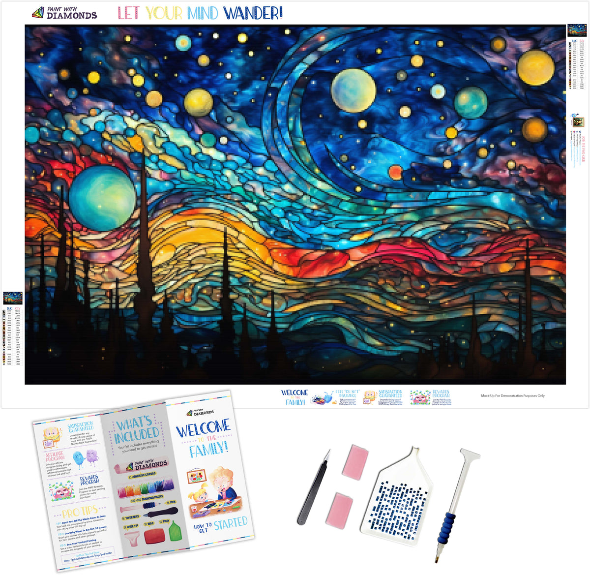 Swirling Galaxies Stained Glass Diamond Painting Kit Paint With – Paint ...