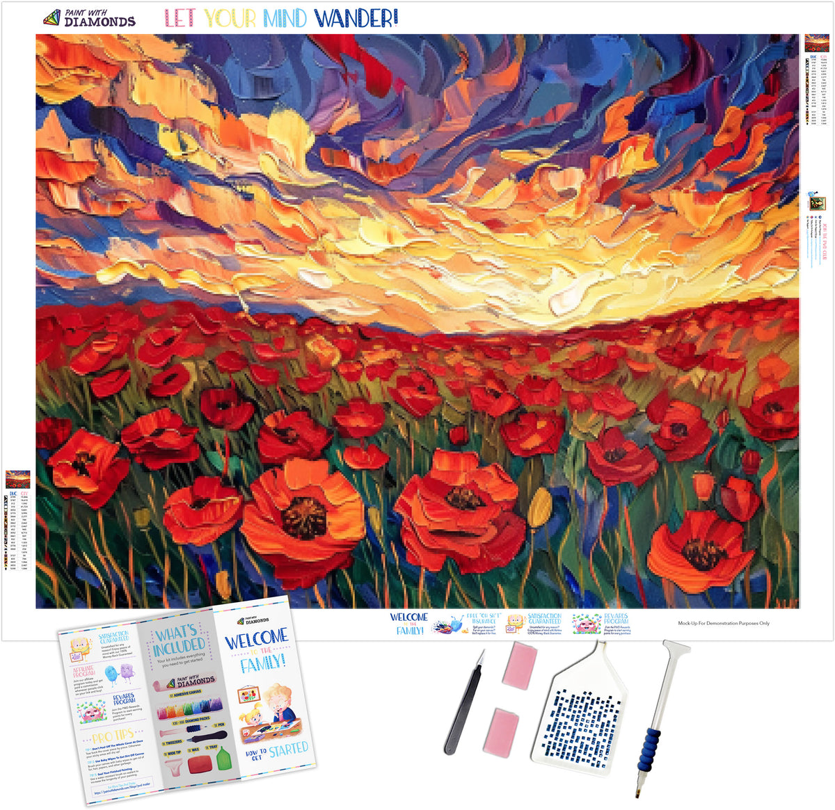 Swirling Sky Poppy Fields Official Diamond Painting Kit | Diamond Art ...