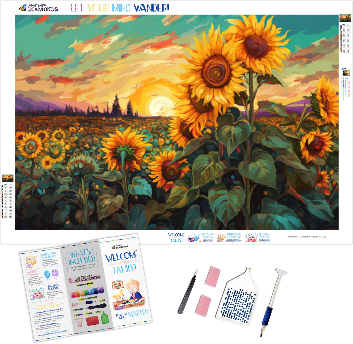 Swirling Sunflowers Bright Blue Sky Official Diamond Painting Kit ...