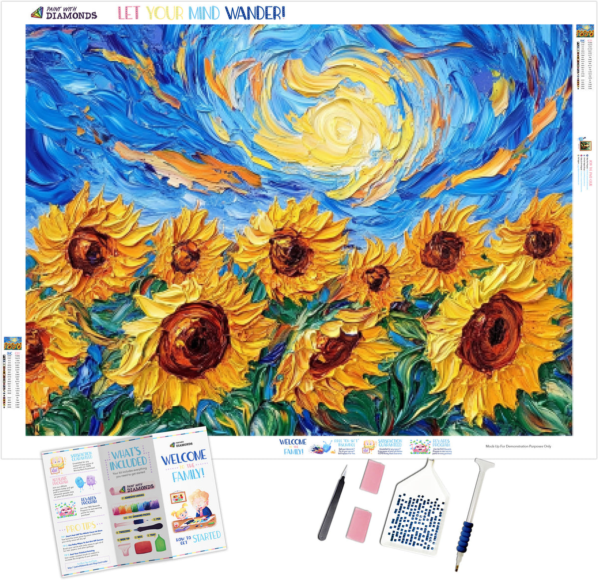 Swirling Sunflowers at Dawn Official Diamond Painting Kit | Diamond Art ...