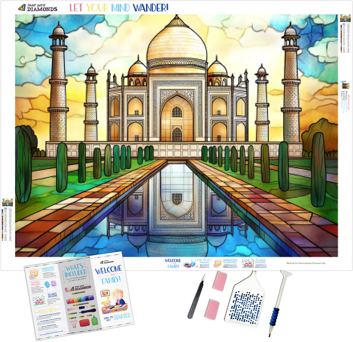 Taj Mahal Majesty Stained Glass Official Diamond Painting Kit | Diamond ...