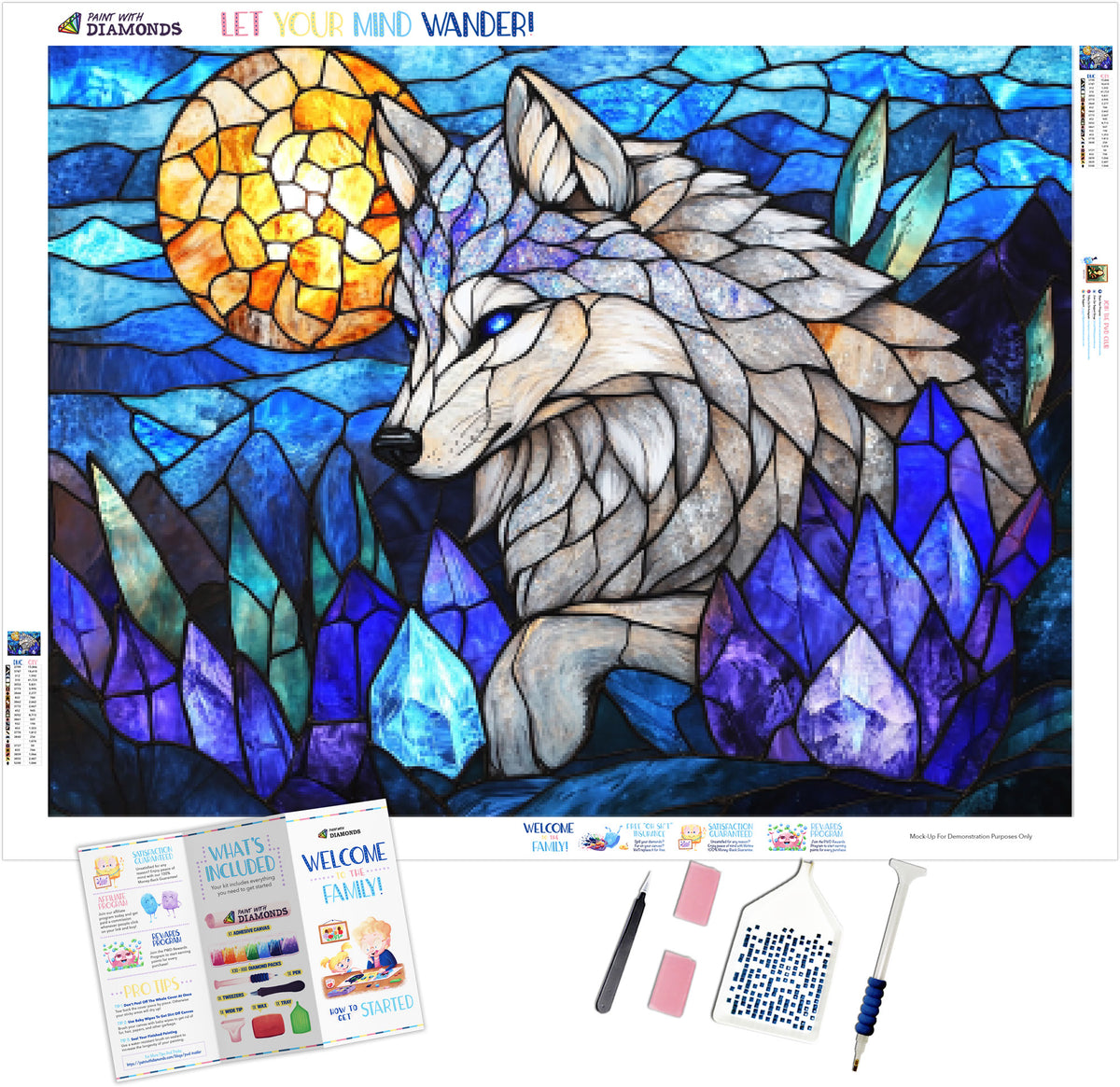 The Mystic Crystal Wolf Official Diamond Painting Kit | Diamond Art ...