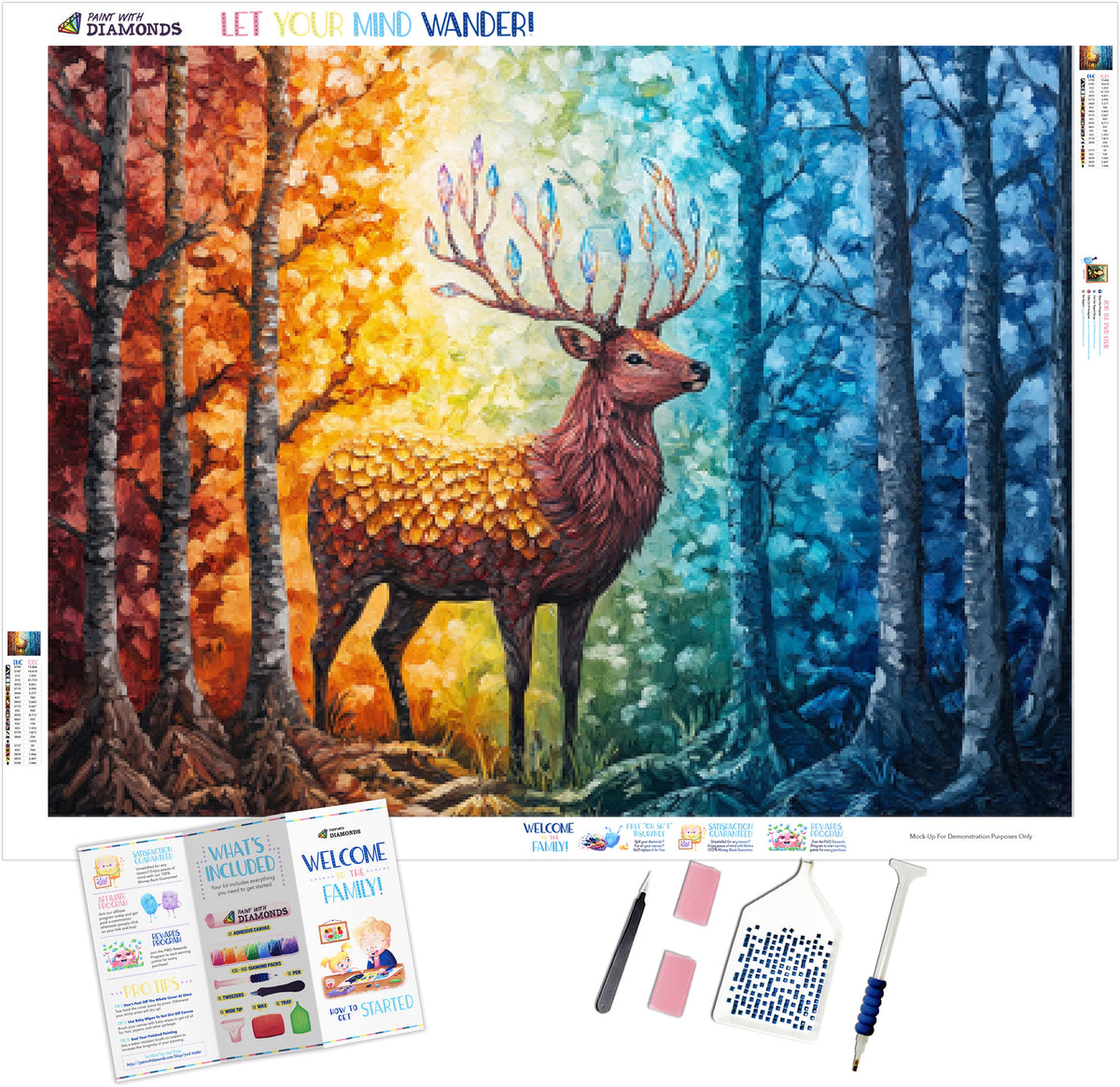 The Rainbow Forest Stag Official Diamond Painting Kit | Diamond Art ...
