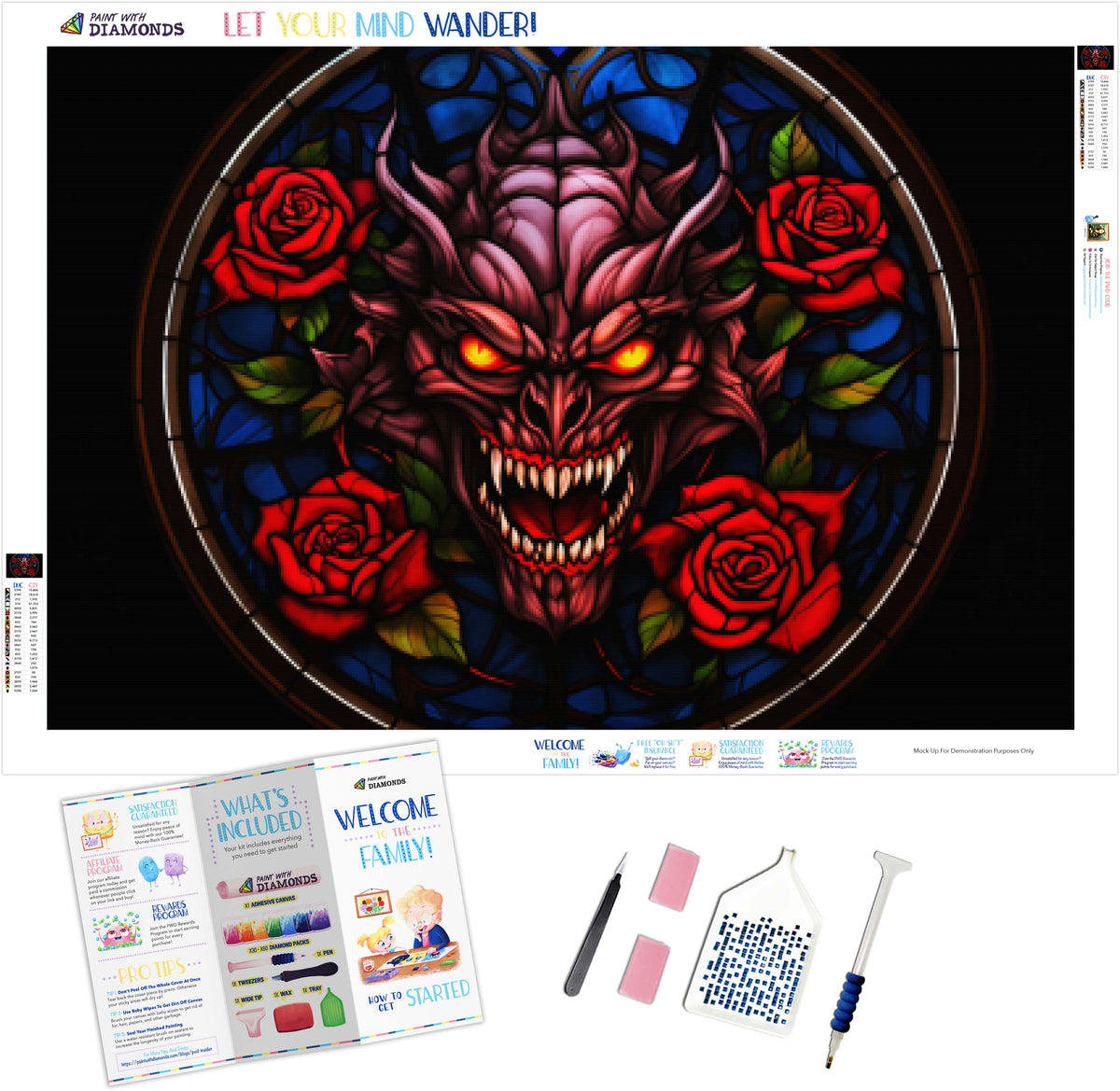 Vampiric Rose Window Stained Glass Diamond Painting Kit Paint With ...