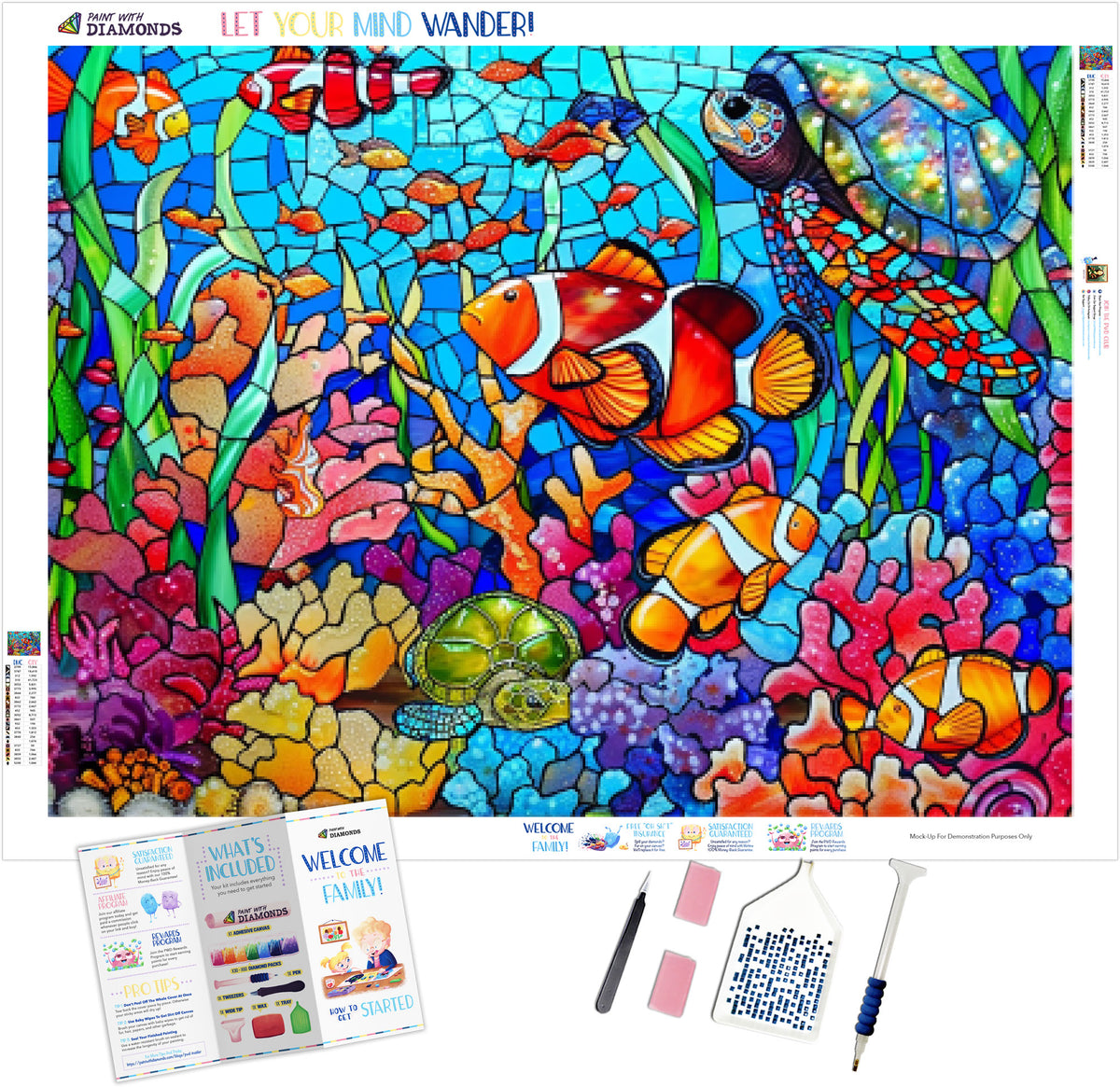 Vibrant Coral Reef Underwater Scene Official Diamond Painting Kit ...