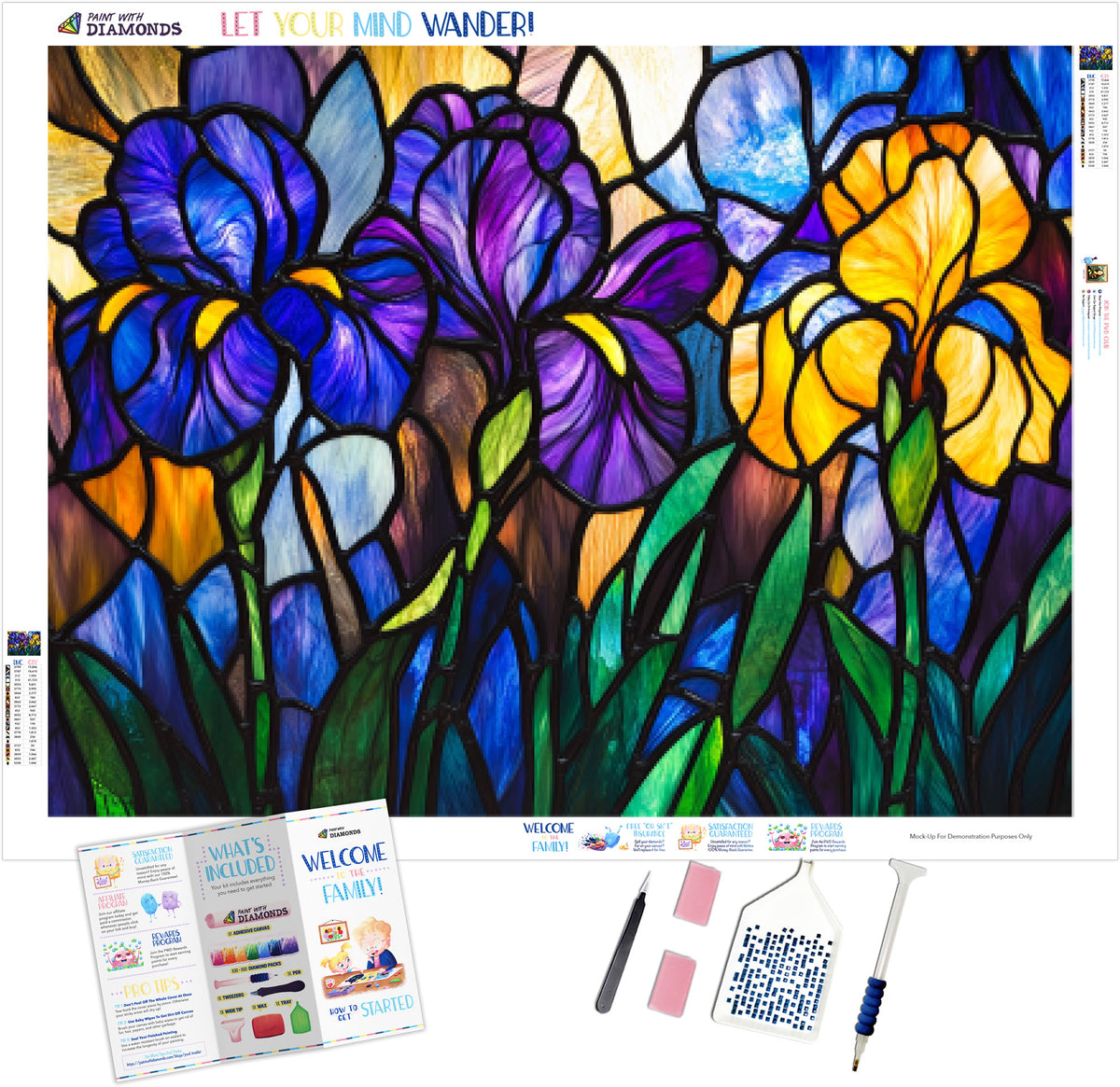 Vibrant Iridescent Irises Official Diamond Painting Kit | Diamond Art ...