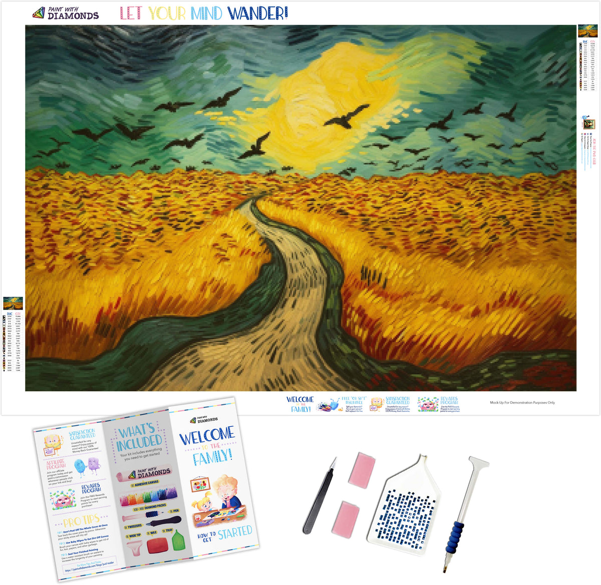 Wheatfield With Crows Official Diamond Painting Kit | Diamond Art ...