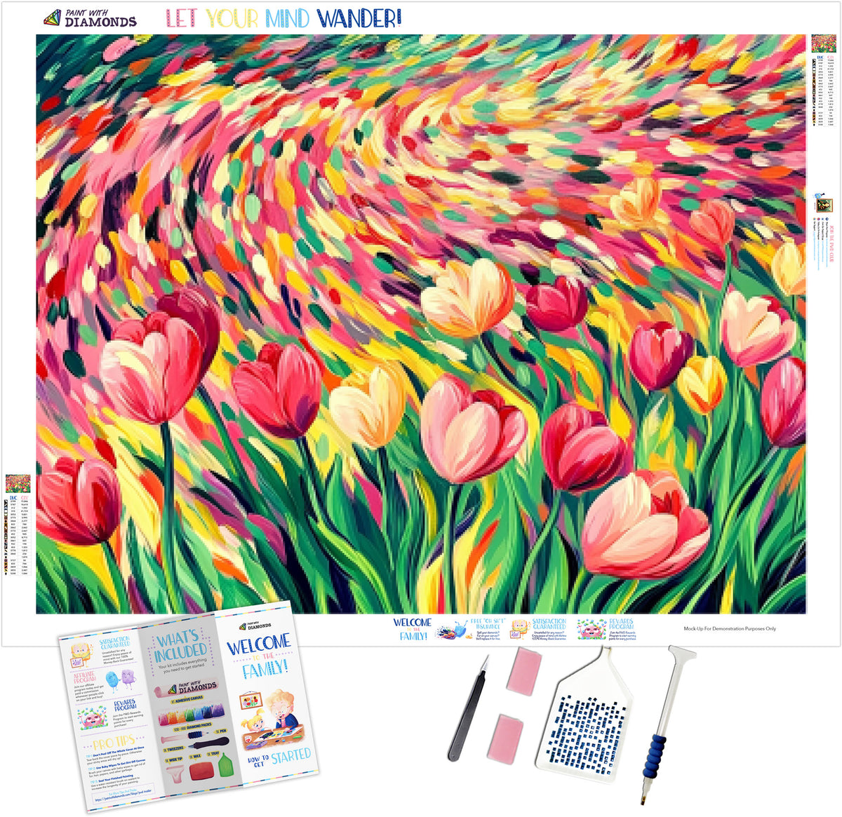 Whimsical Dancing Tulips Official Diamond Painting Kit | Diamond Art ...