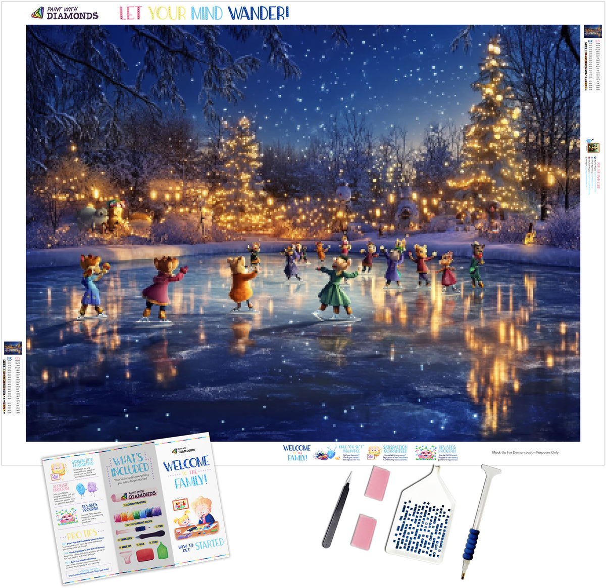 Whimsical Ice Skaters on a Frozen Pond Official Diamond Painting Kit ...