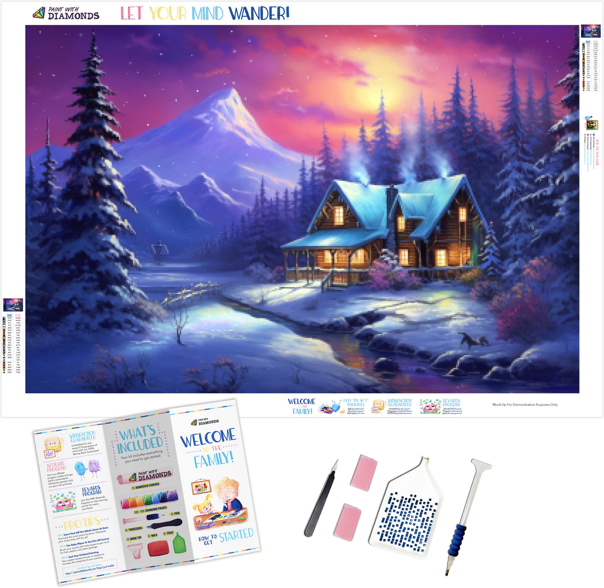 Winter Cabin Nestled In Snow Diamond Painting Kit Paint With Diamonds