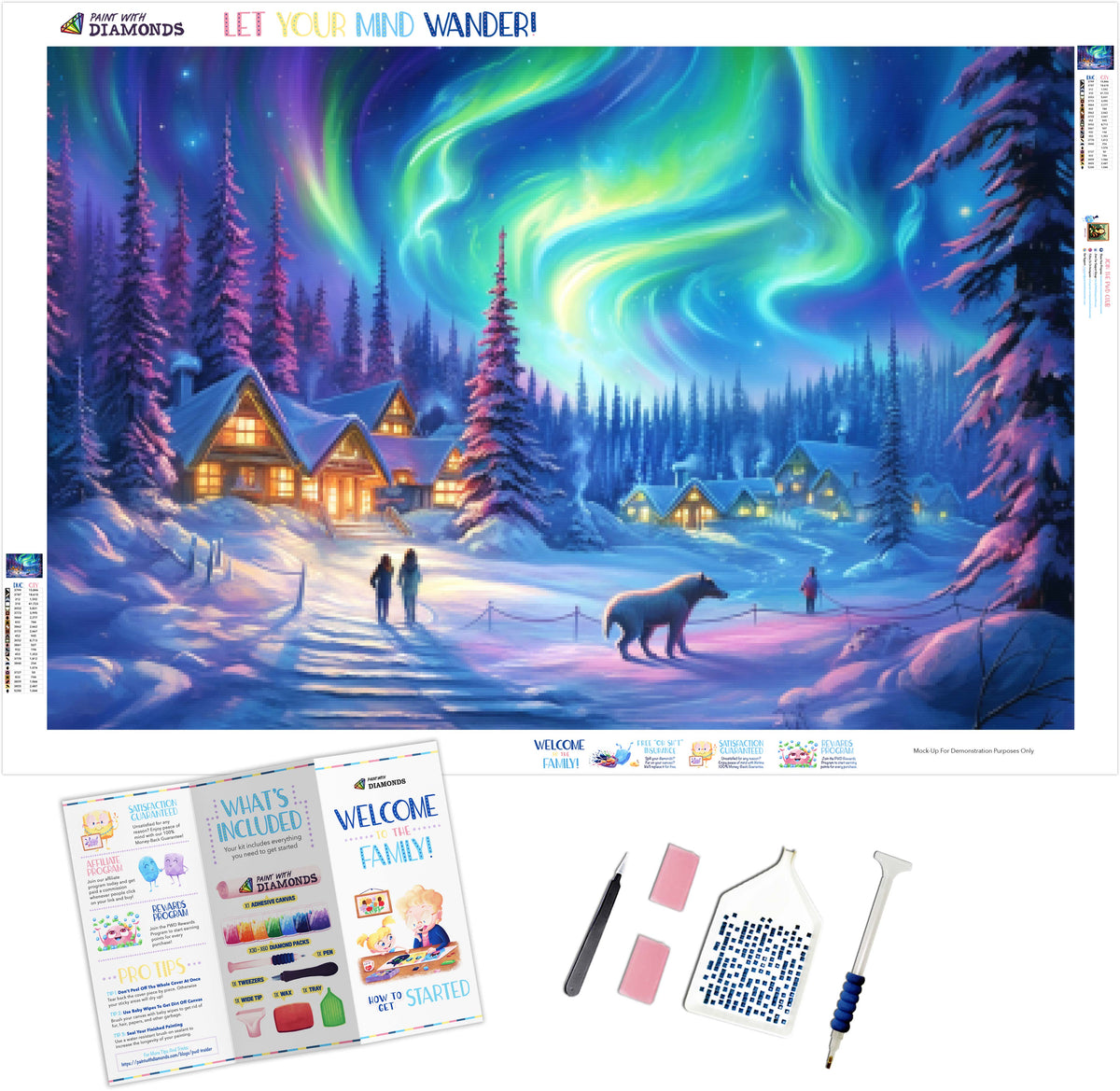 Winter Landscape Under The Magical Light Diamond Painting Kit Paint ...