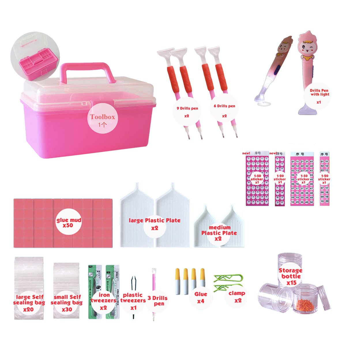 Diamond Painting PWD Premium 140-Piece Diamond Painting Toolkit 100% F ...