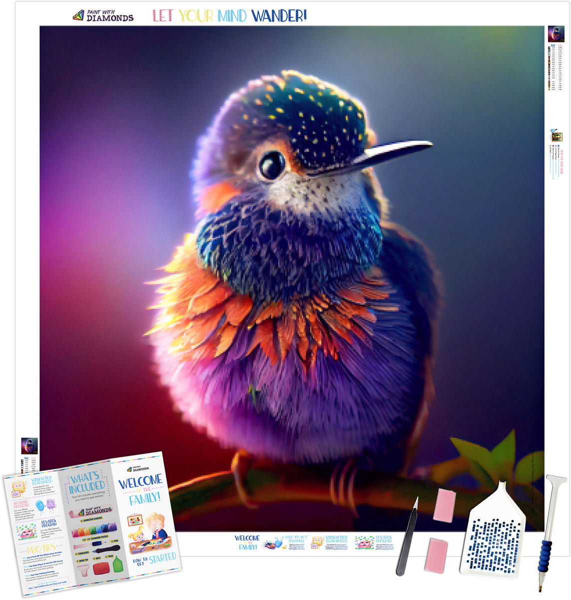 Adorable Hummingbird Official Diamond Painting Kit | Diamond Art ...
