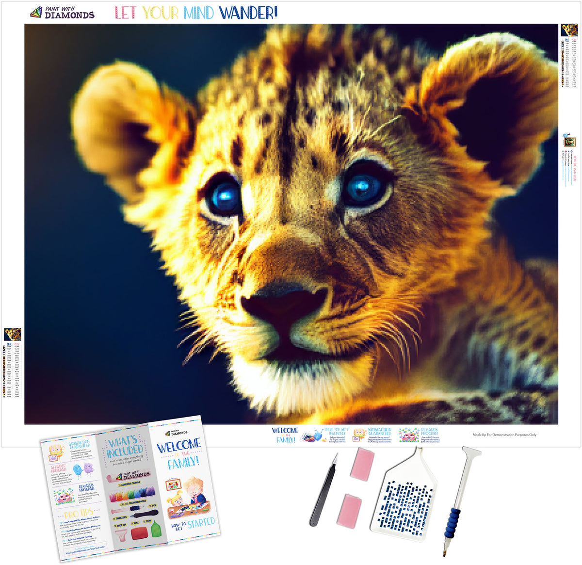 Adorable Lion Cub Official Diamond Painting Kit | Diamond Art | Paint ...