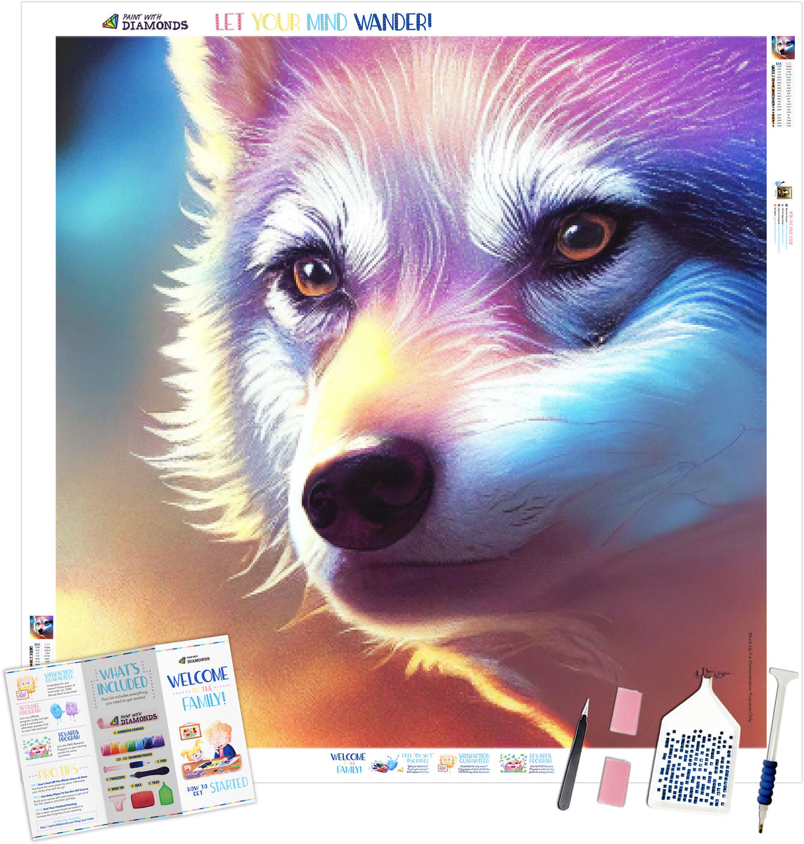 Adorable Wolf Puppy Official Diamond Painting Kit | Diamond Art | Paint ...