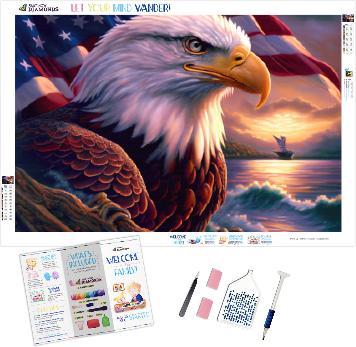 Bald Eagle Crashing Waves Official Diamond Painting Kit | Diamond Art ...
