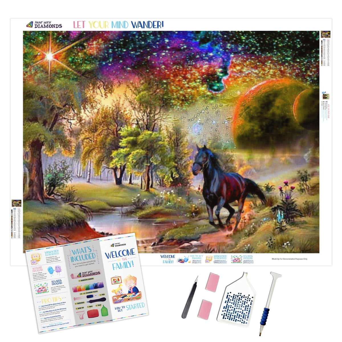 "Black Horse Rainbow" Diamond Painting Kit (Full Drill) – Paint With ...
