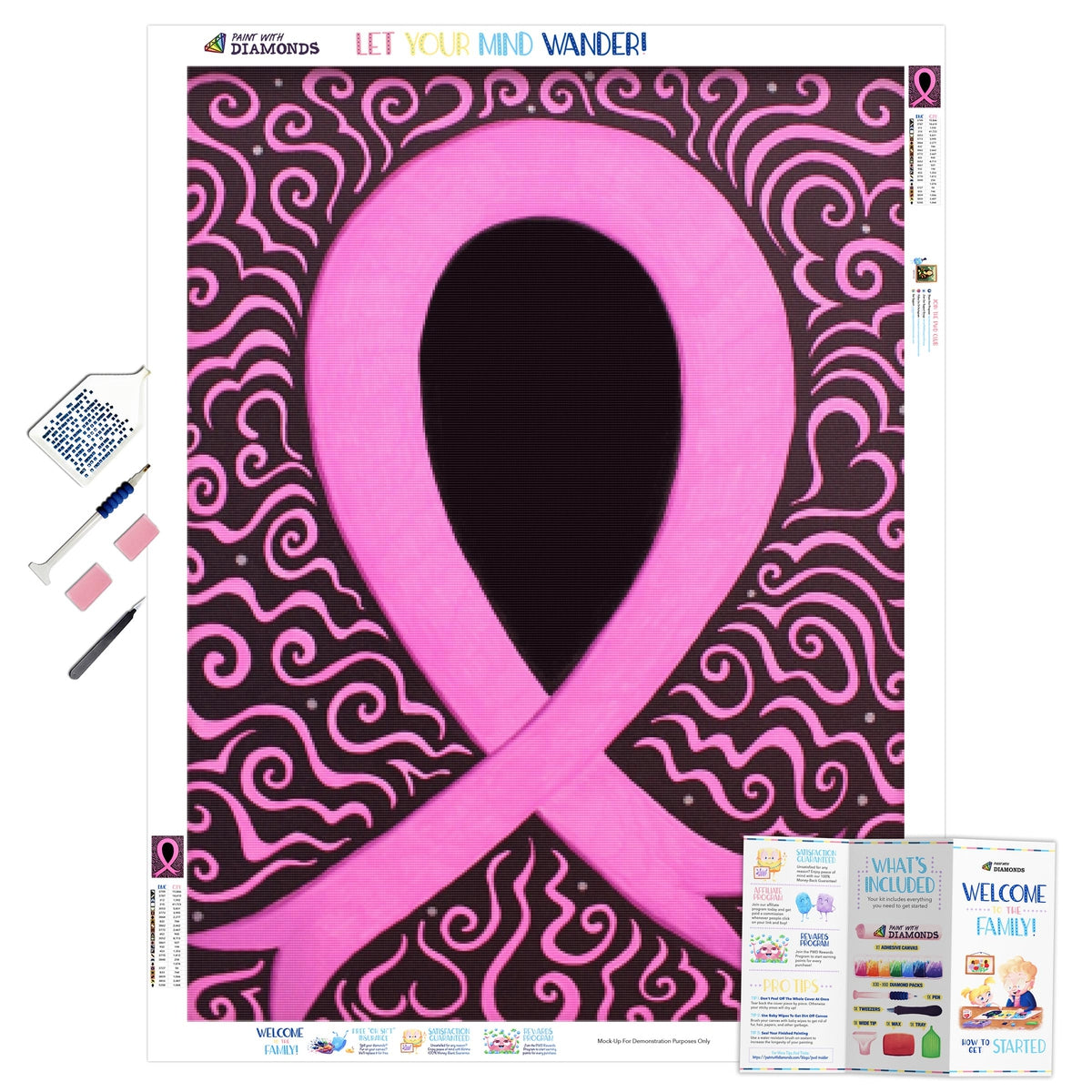 "Breast Cancer Awareness Ribbon" Diamond Painting Kit (Full Drill ...