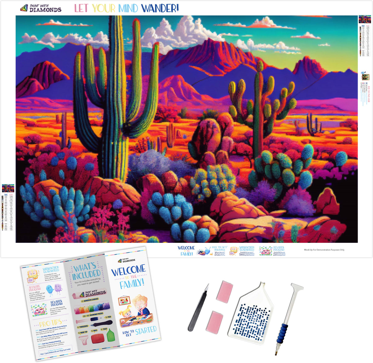 Cacti Colorful Landscape Official Diamond Painting Kit | Diamond Art ...
