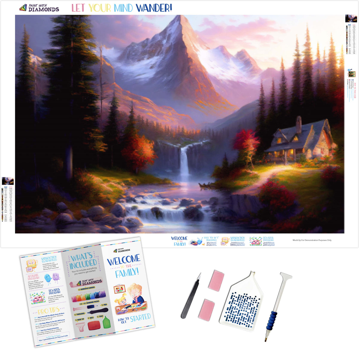 Cascading Waterfalls And Majestic Peaks Official Diamond Painting Kit ...