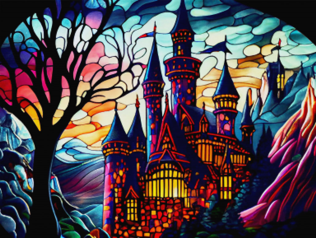 Colorful Castle Stained Glass Official Diamond Painting Kit | Diamond ...