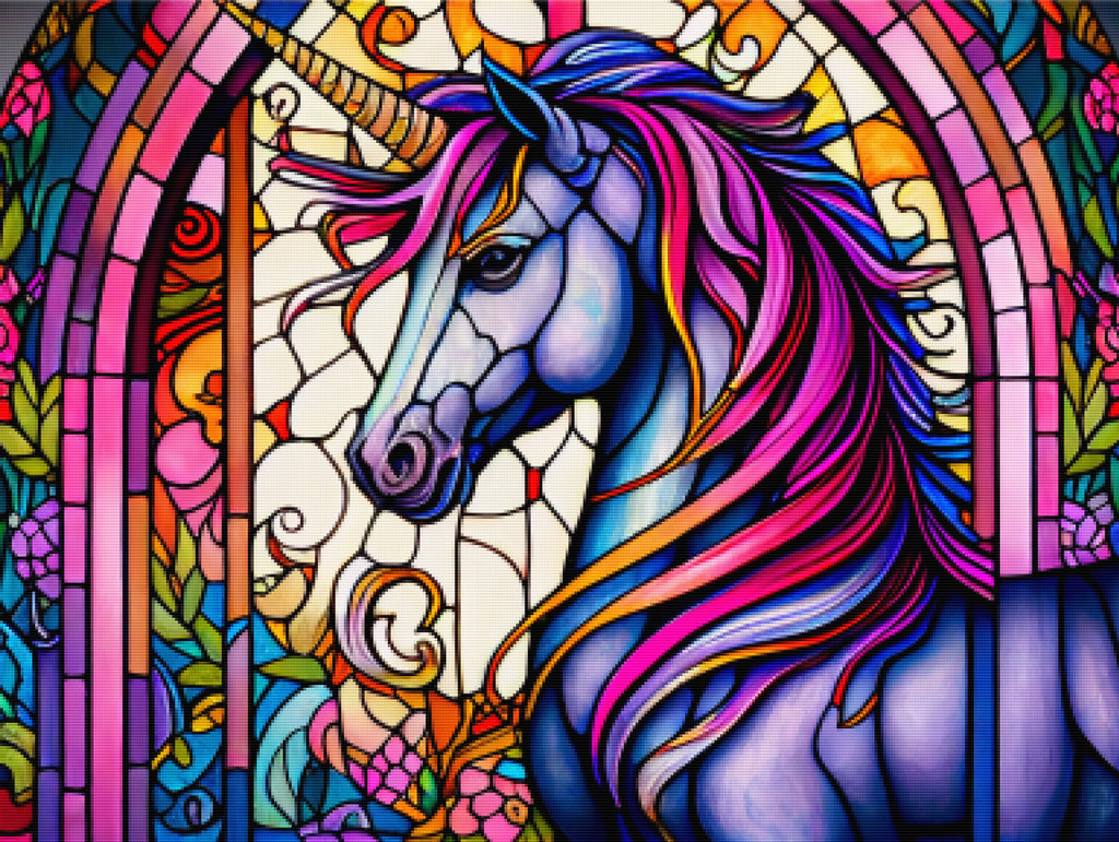 Colorful Unicorn Stained Glass Official Diamond Painting Kit | Diamond ...