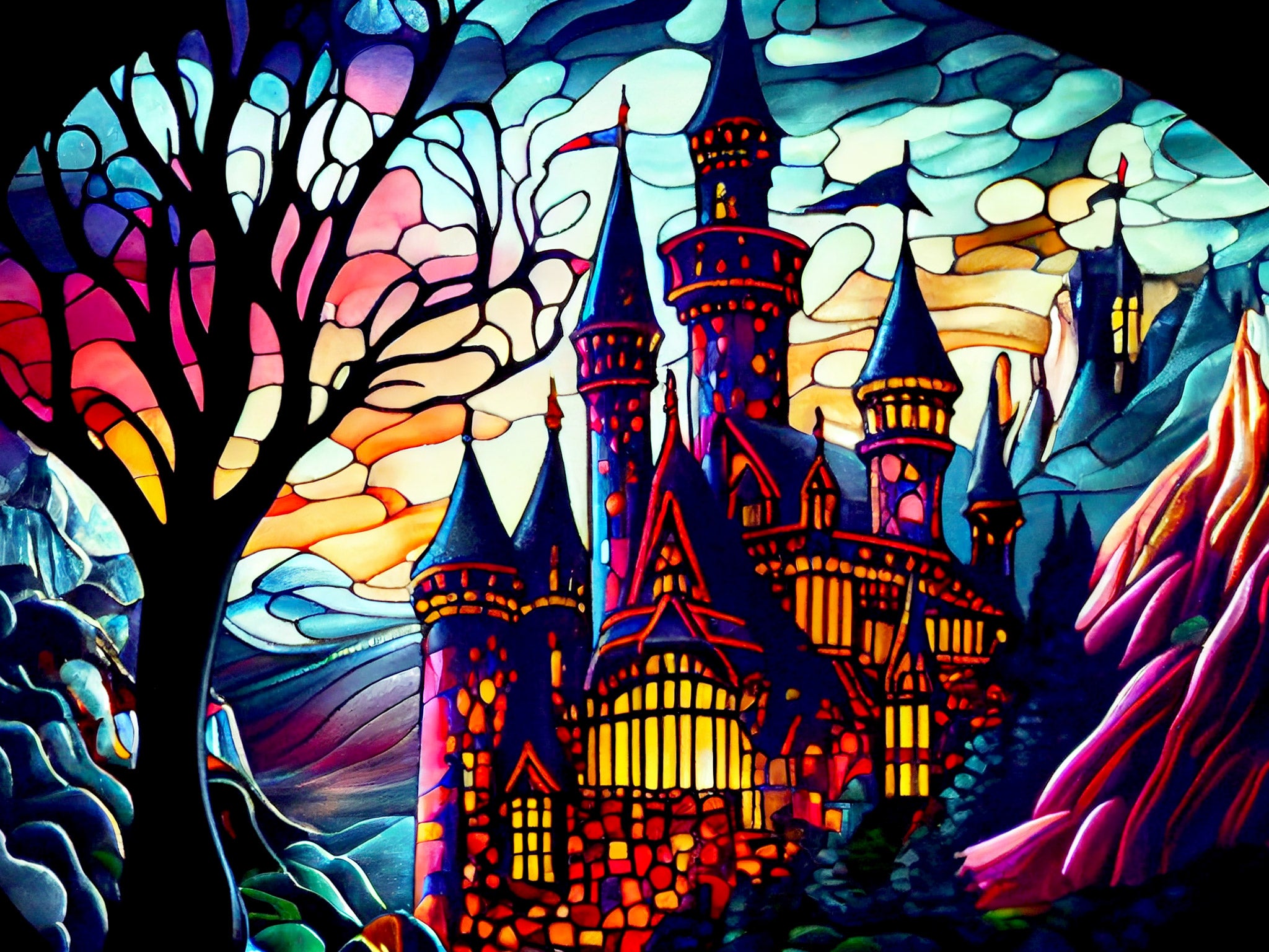 Beauty And The Beast Stained Glass Castle Be Our Guest Dinner