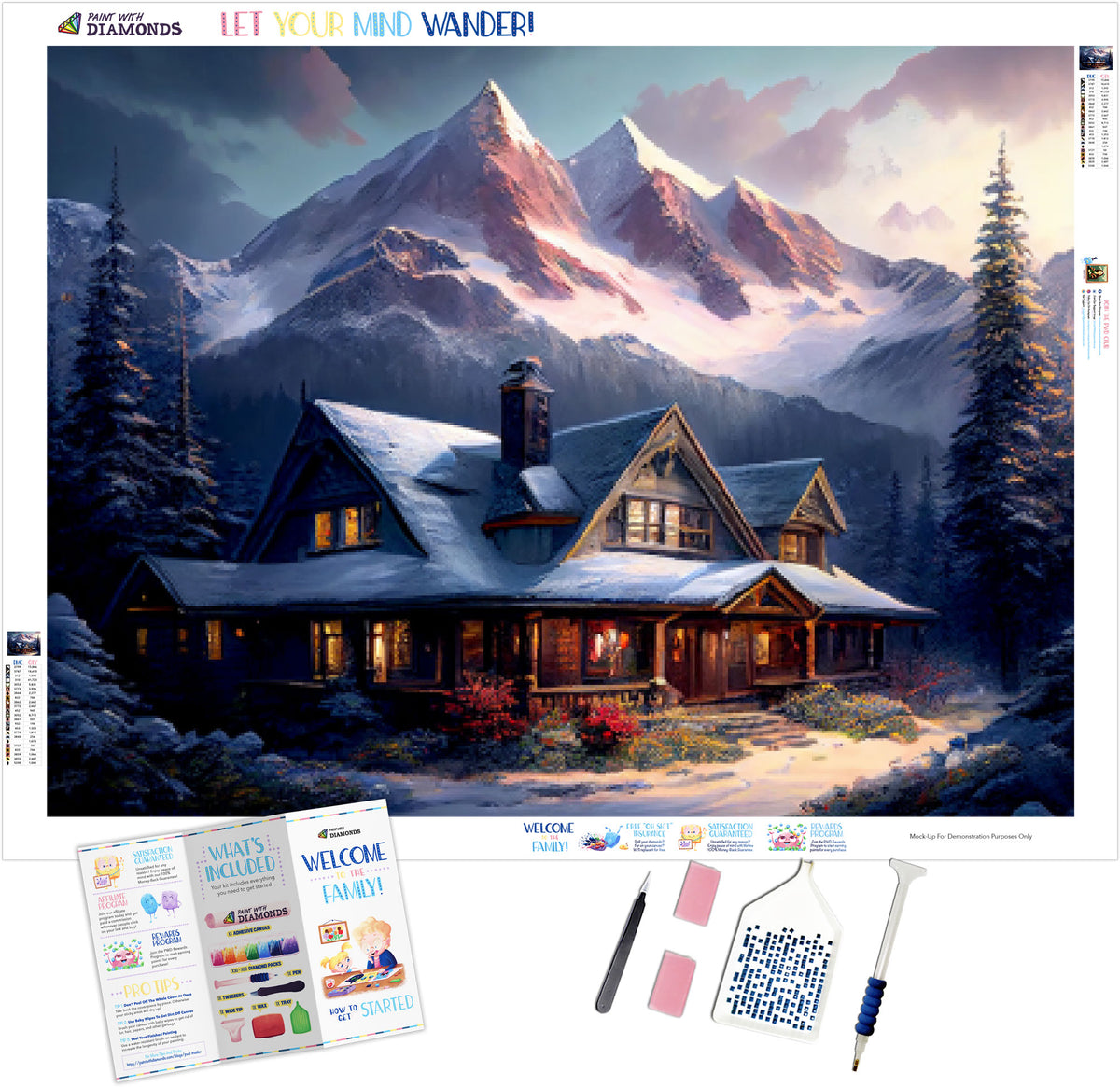 Cozy Inn Nestled In Mountains Official Diamond Painting Kit | Diamond ...