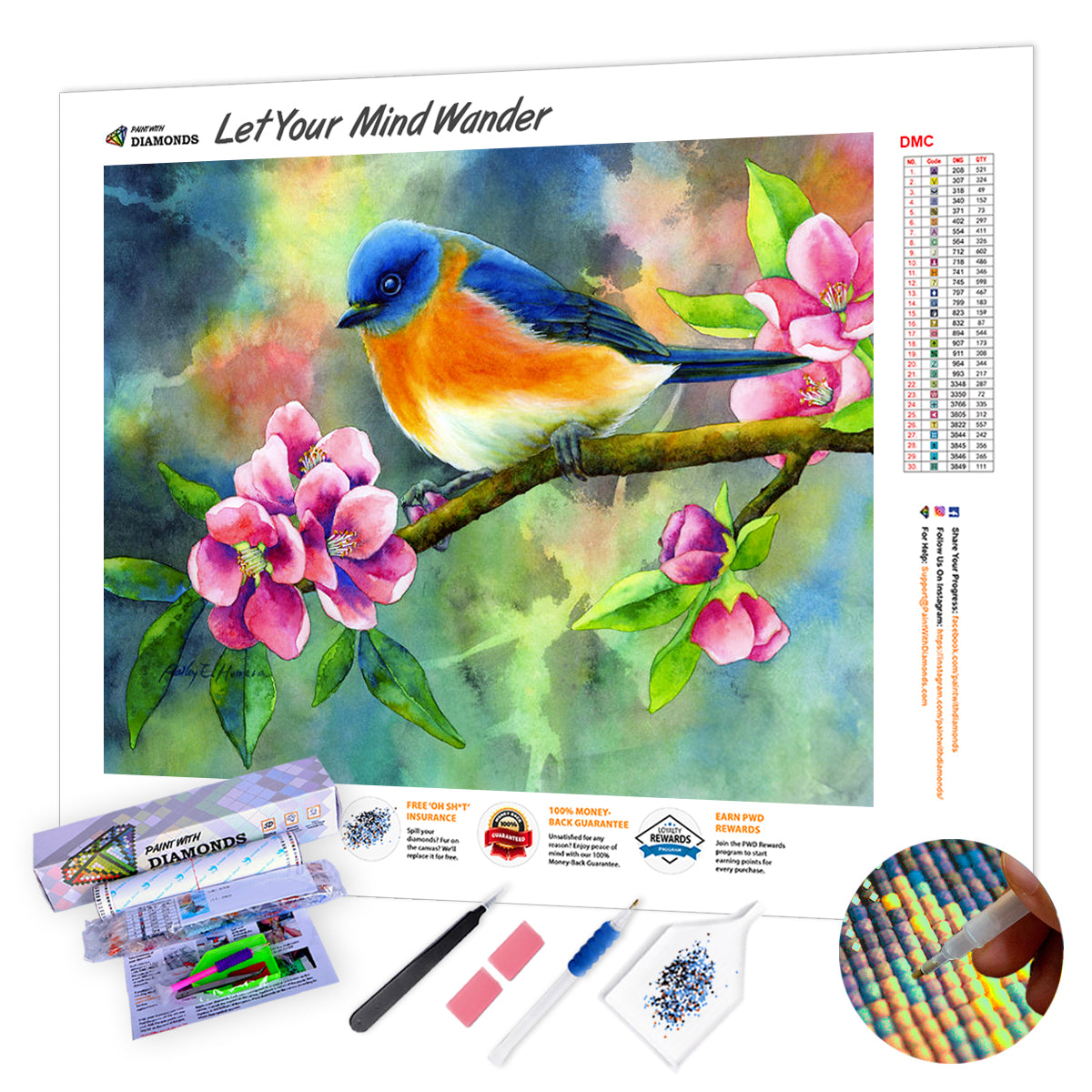 "Eastern Bluebird" Diamond Painting Kit (Full Drill) – Paint With Diamonds