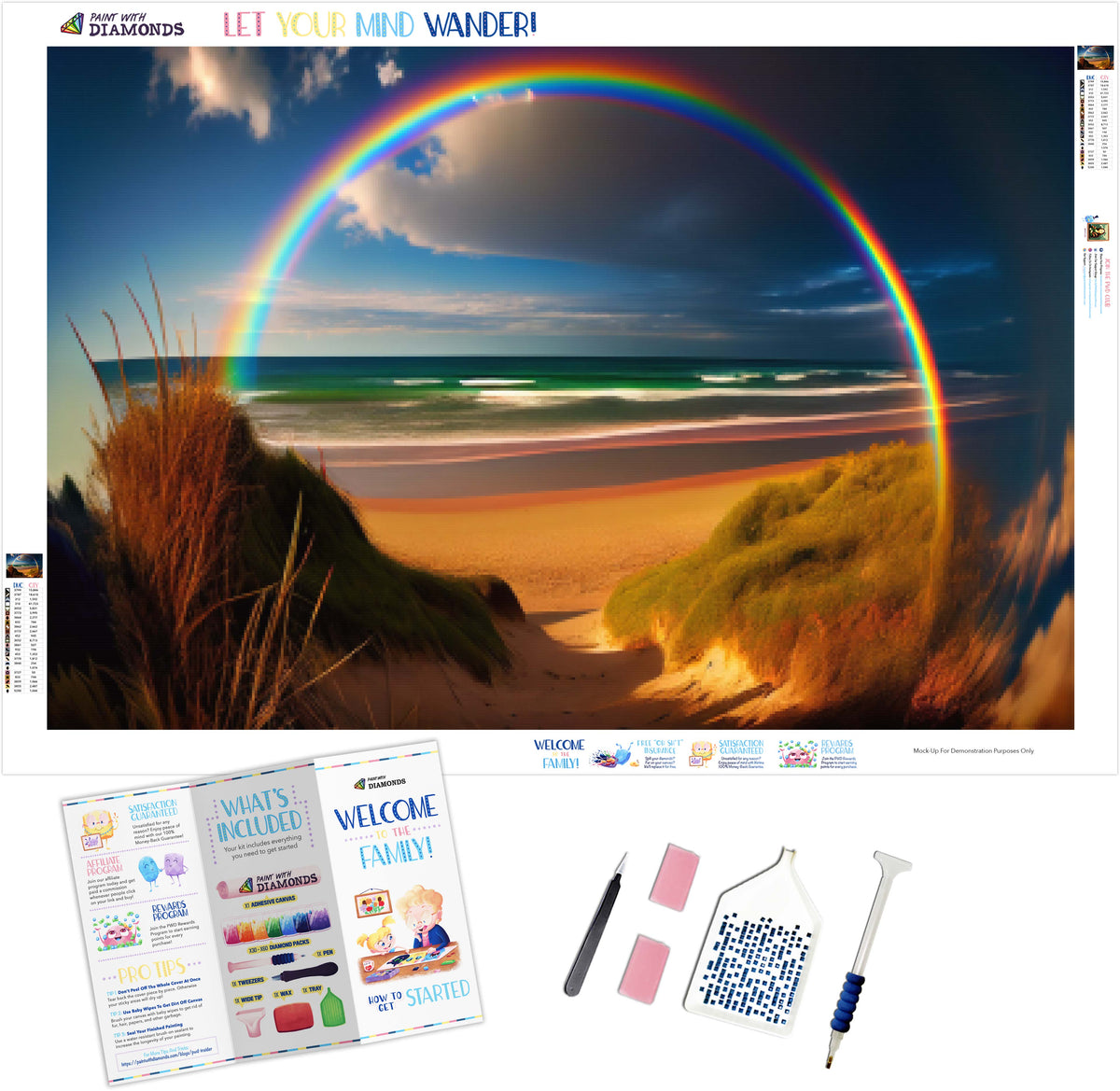 Full Rainbow On The Beach Official Diamond Painting Kit | Diamond Art ...