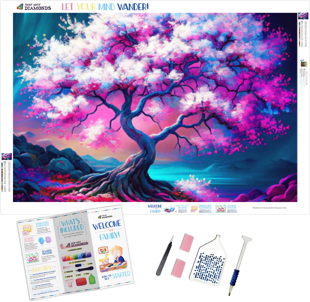 Gorgeous Pink Cherry Blossom Official Diamond Painting Kit | Diamond ...